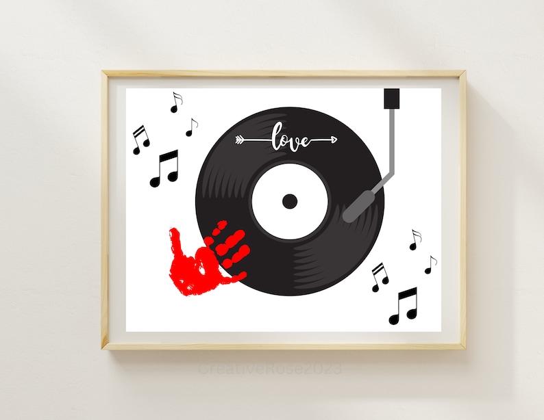 Kids Vintage Record Music Player Handprint Footprint Art Painting Craft ...