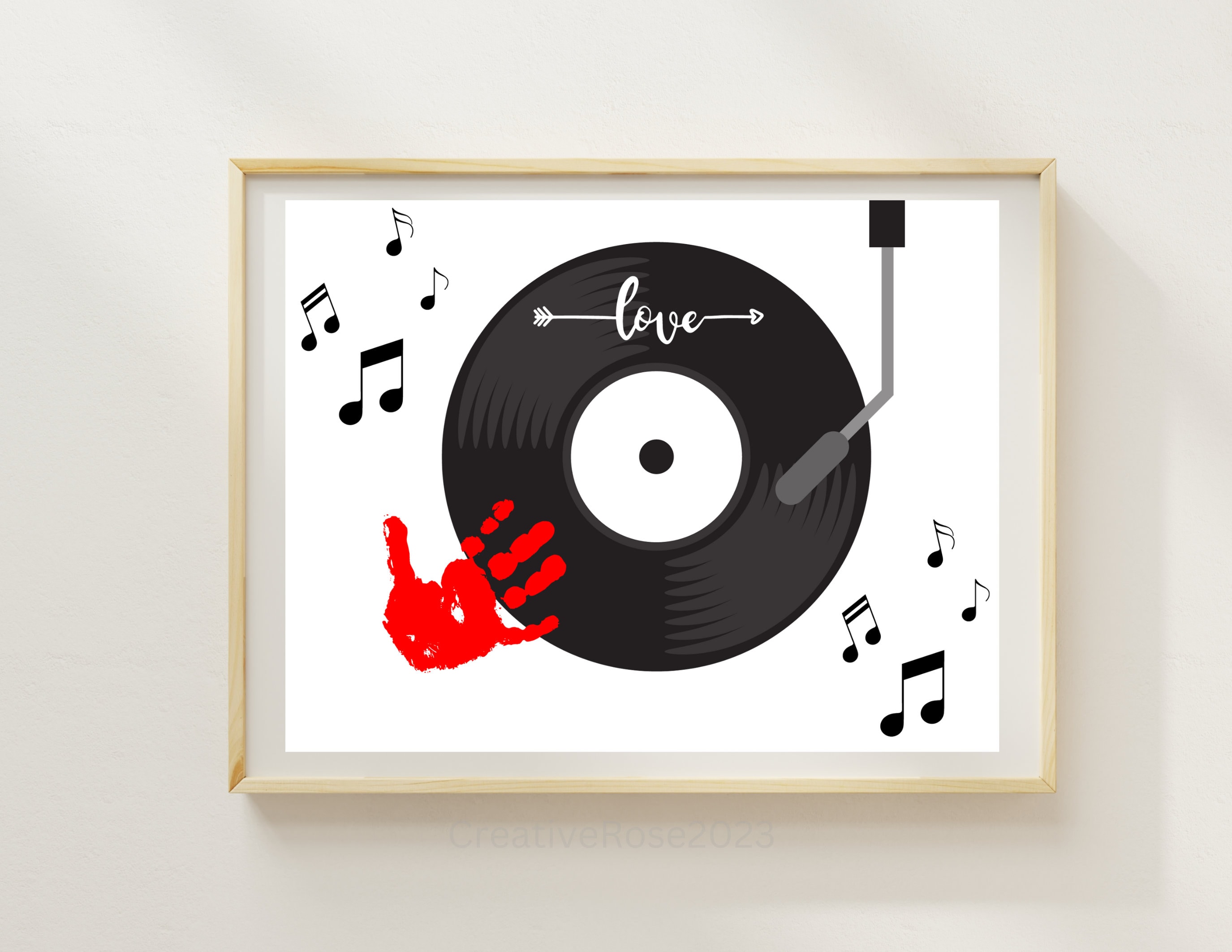 Kids Vintage Record Music Player Handprint Footprint Art Painting Craft ...