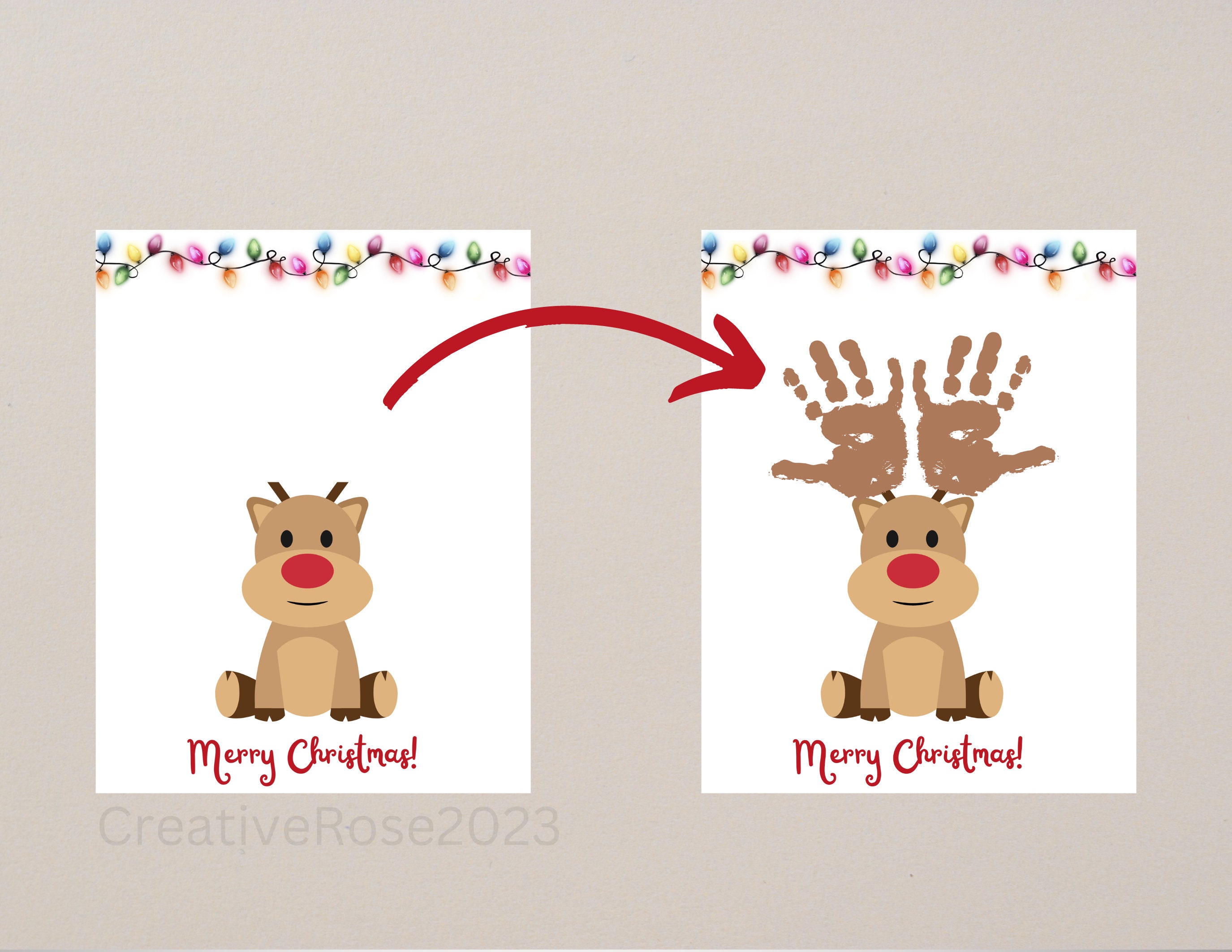 Reindeer Christmas Handprint Art Painting Craft Printable Template Baby ...