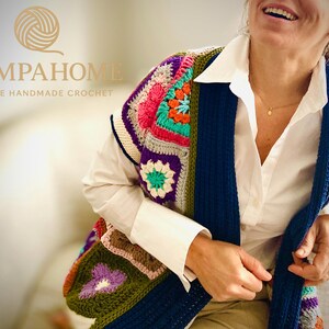Crochet Granny Square Vest: Handmade 100% Cotton Boho Layer - Etsy