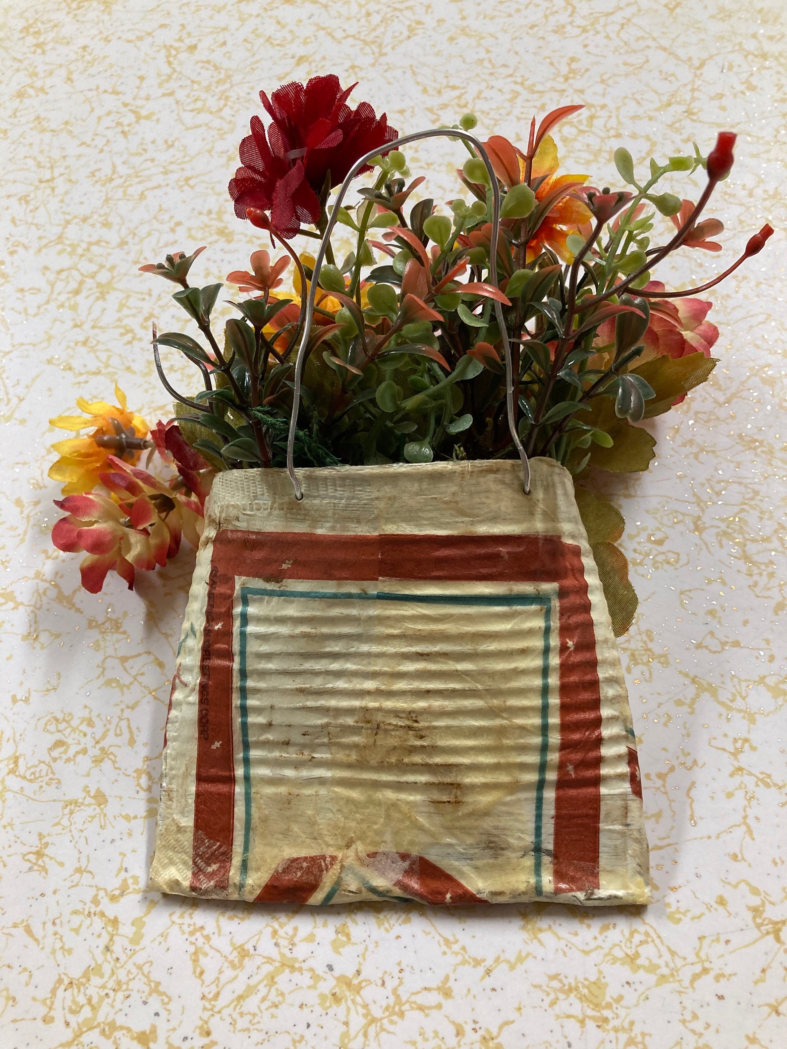 Tin Can Pocket Posey Fall Decor Crushed Can Upcycled Wall Art ...