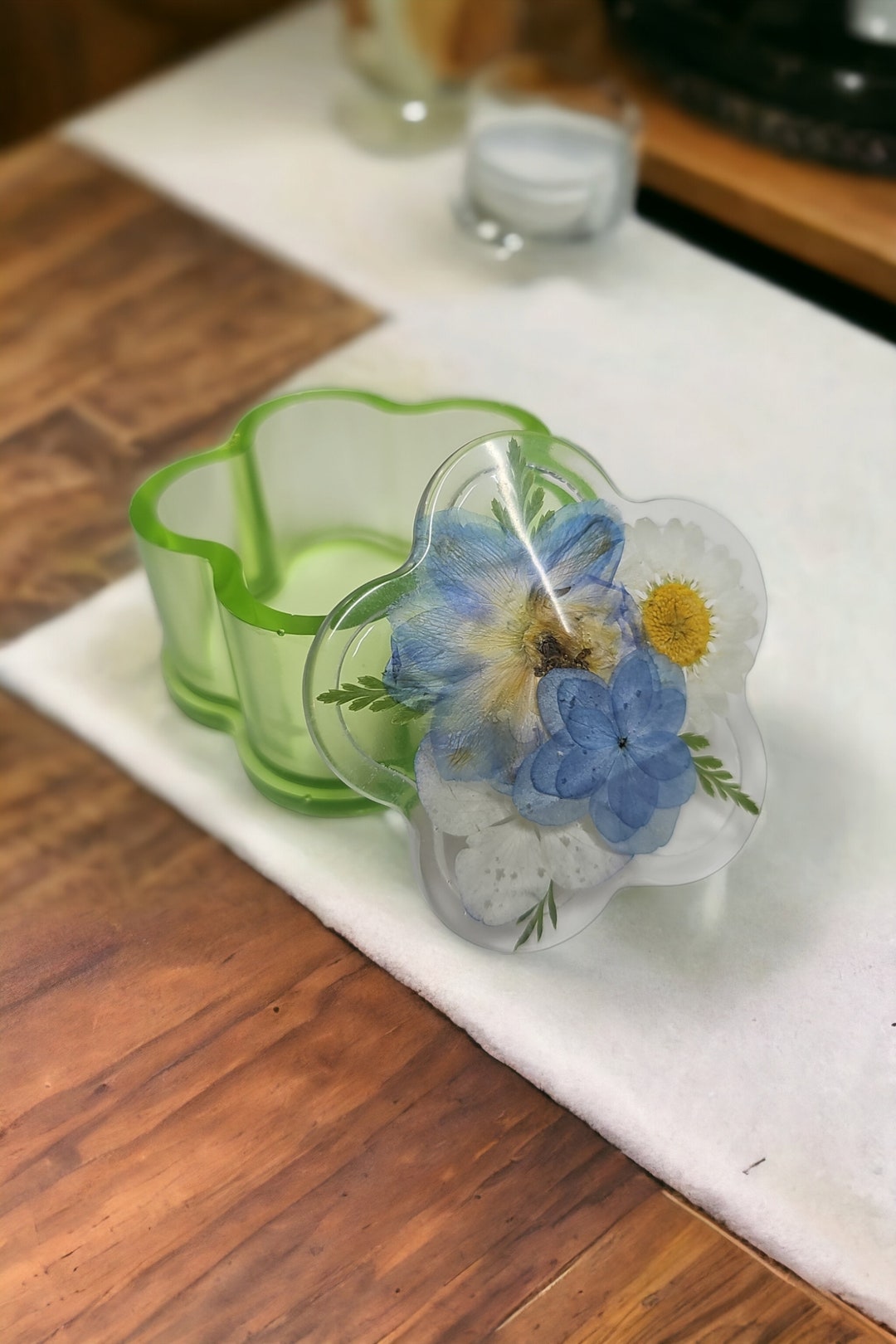 Pressed Flower Resin Jewelry Container Decor - Etsy