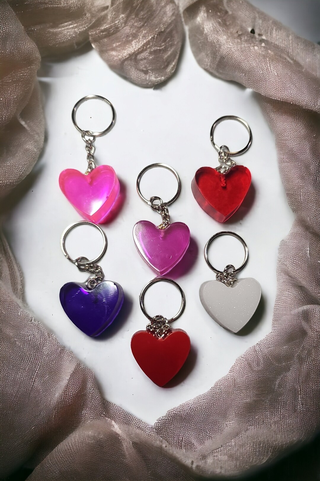 Valentine's Heart Resin Keychain Charm - Etsy