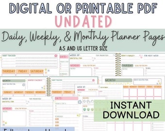 2025 Daily Weekly Monthly Planner Pages Agenda Instant Download PDF ...