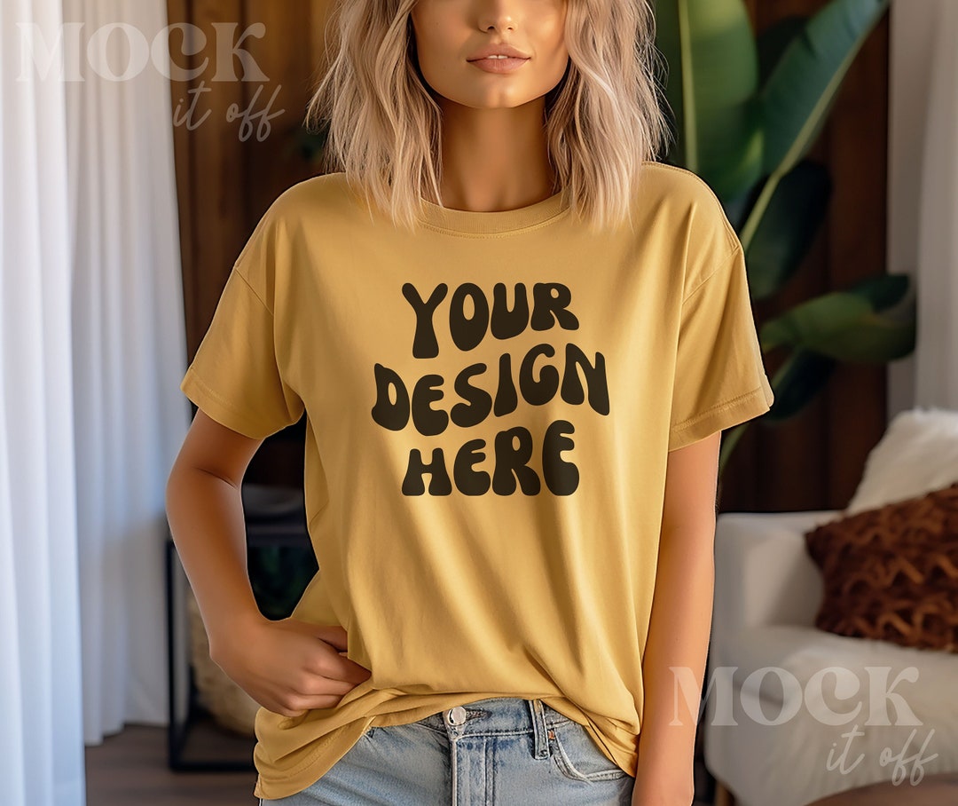 Mustard Comfort Colors 1717 Mockup, Trendy Oversized Mockup, Womens ...