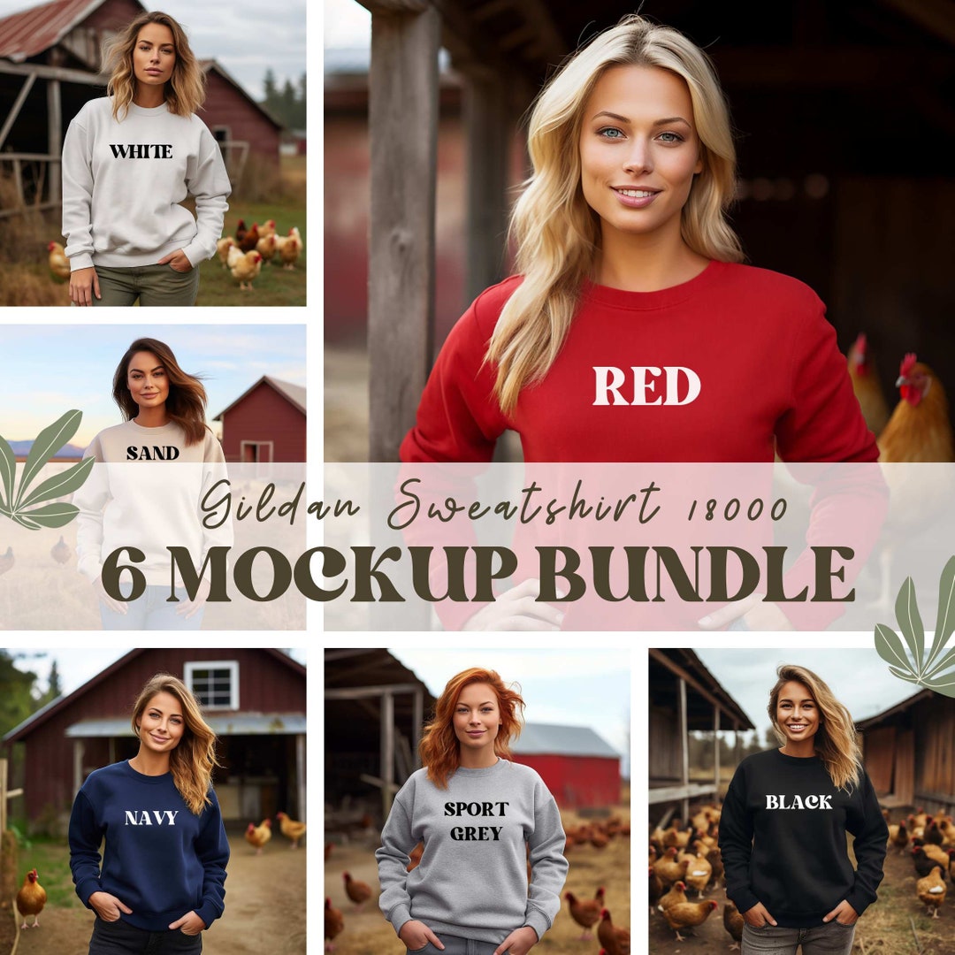 Chicken Mockup Bundle, Farming Mock Bundle, Gildan 18000 Sweatshirt ...