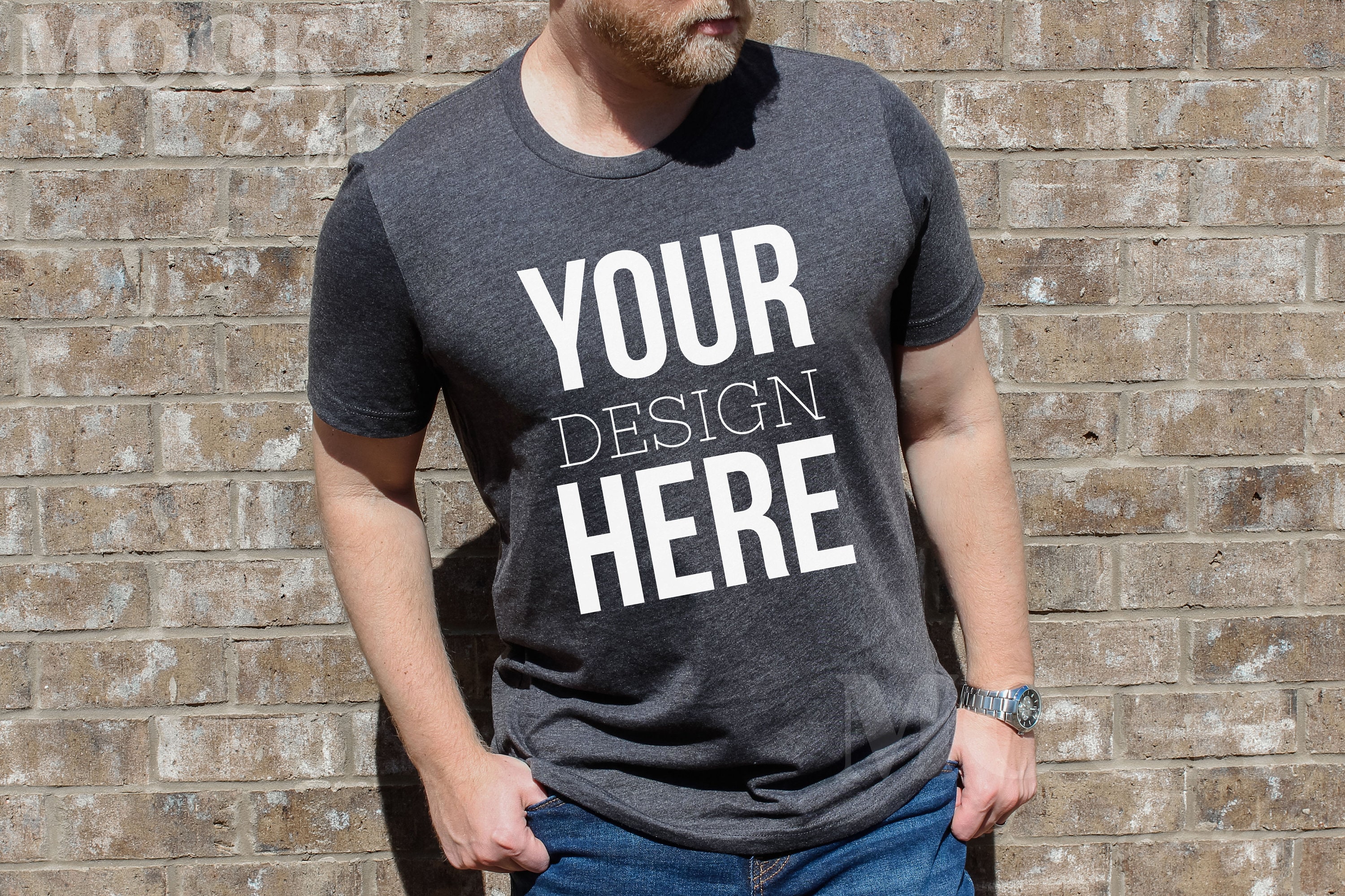 Dark Heather Grey T Shirt Template