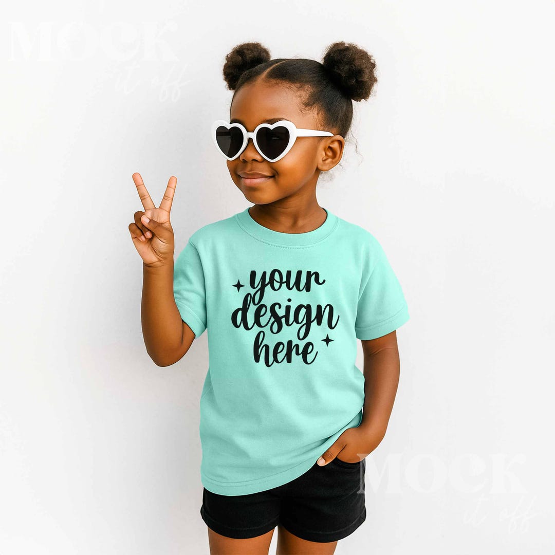 Girl Mockup, Island Reef Comfort Colors 9018 Youth Midweight Tee ...