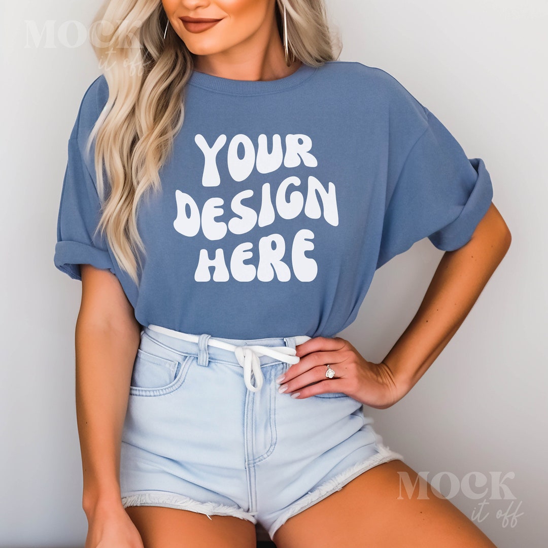Blue Jean Mockup, Comfort Colors C1717 Blue Jean Mockup, Trendy ...