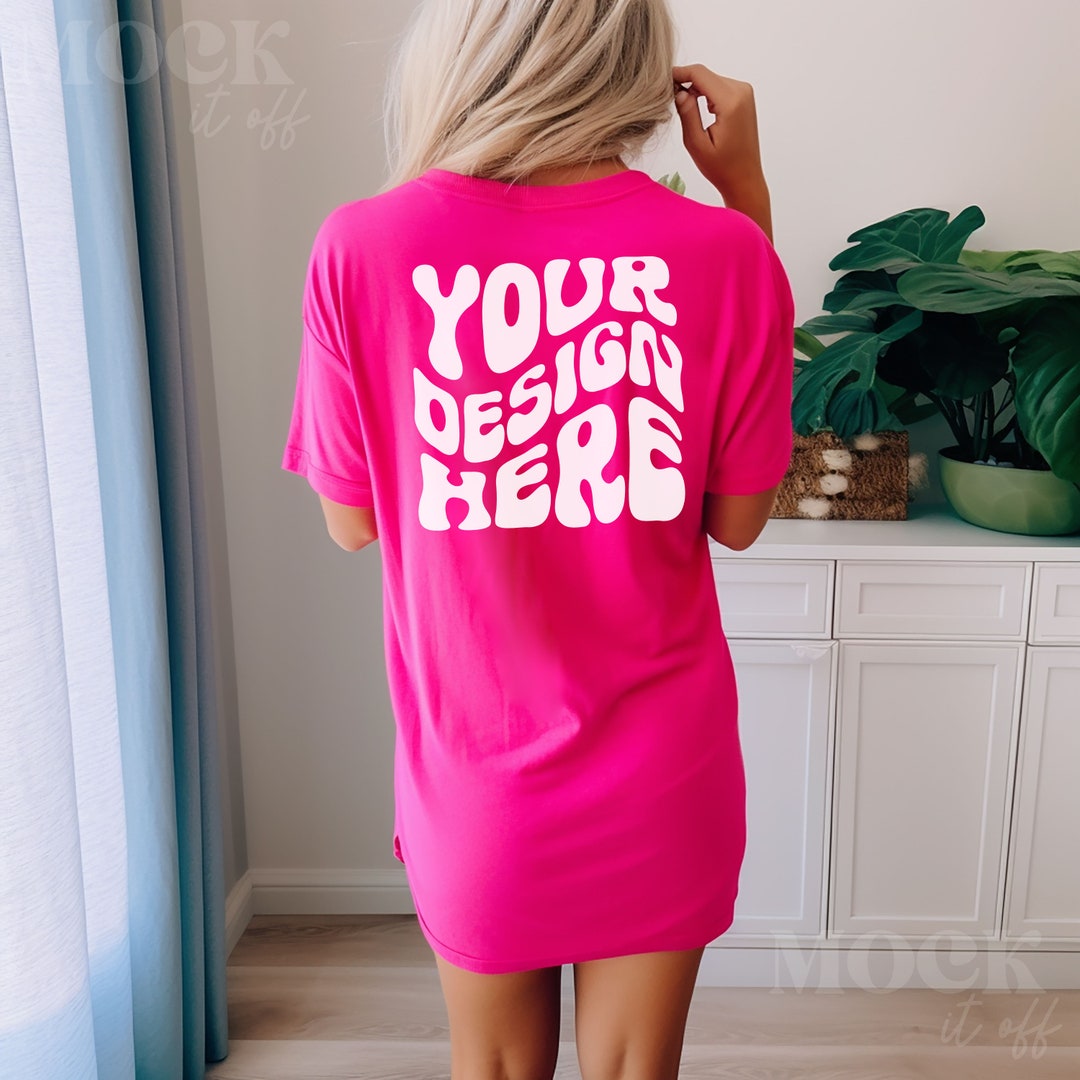 Heliconia Back of Shirt Comfort Colors 1717 Tshirt Mockup, Female Model ...