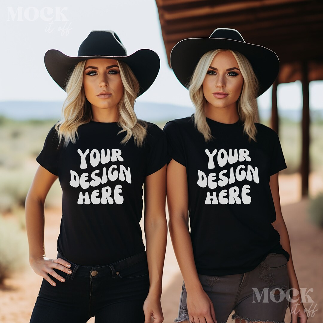 Black Shirt Mockup, Western Group Mockup Desert, Bella Canvas 3001 ...