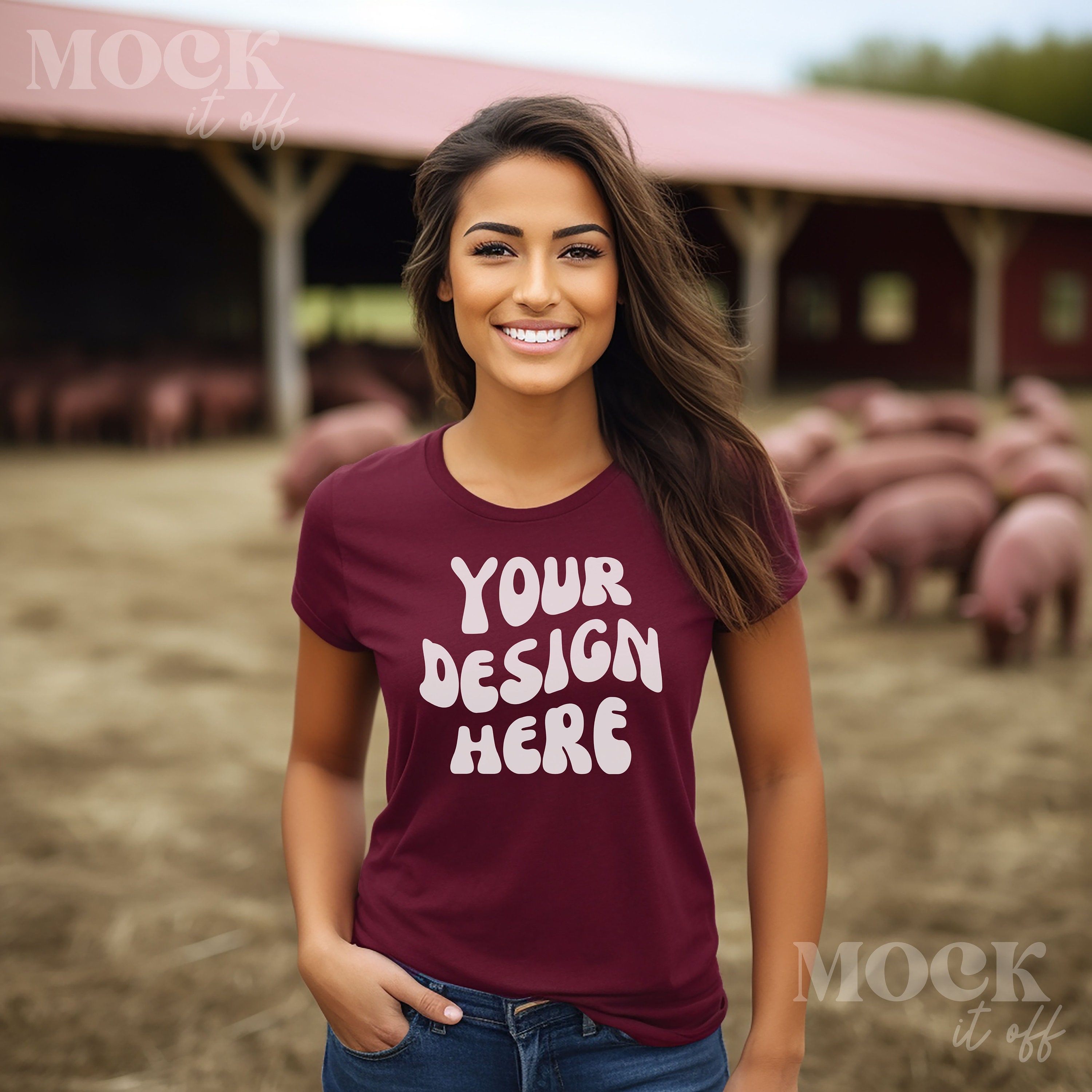 Womens Farming Mockup Bundle, Bella Canvas 3001 Tshirt Mockup Bundle ...