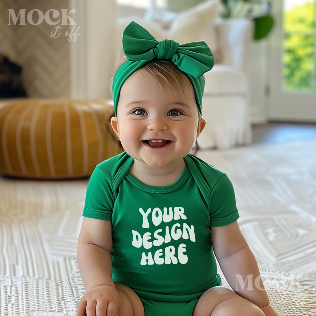 Baby Mockup, Kelly Rabbit Skins 4424 Infant Fine Jersey Bodysuit Mockup ...