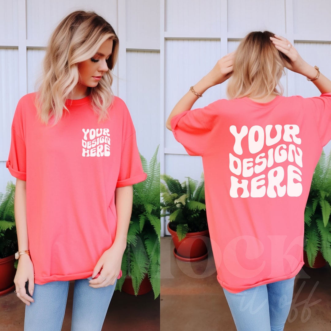 Watermelon Front and Back Comfort Colors 1717 Tshirt Mockup, Female ...