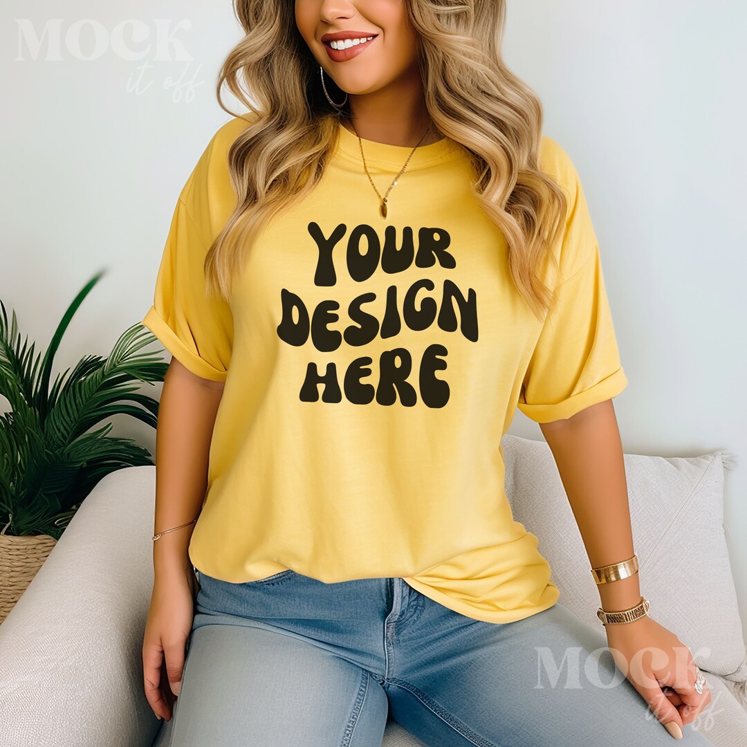 Mustard Comfort Colors 1717 Mockup, Trendy Oversized Mockup, Womens ...
