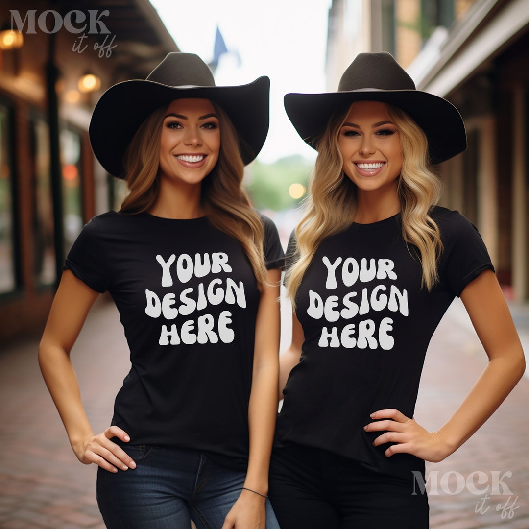 Black Shirt Mockup, Western Group Mockup Nashville, Bella Canvas 3001 ...