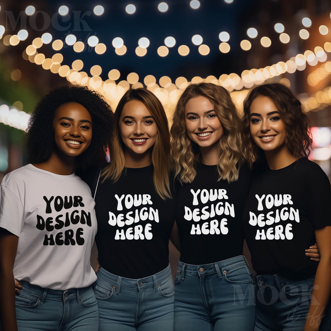 Group Mockup, Black Shirts Mockup, Bella Canvas 3001 Tshirt Mock, Group ...