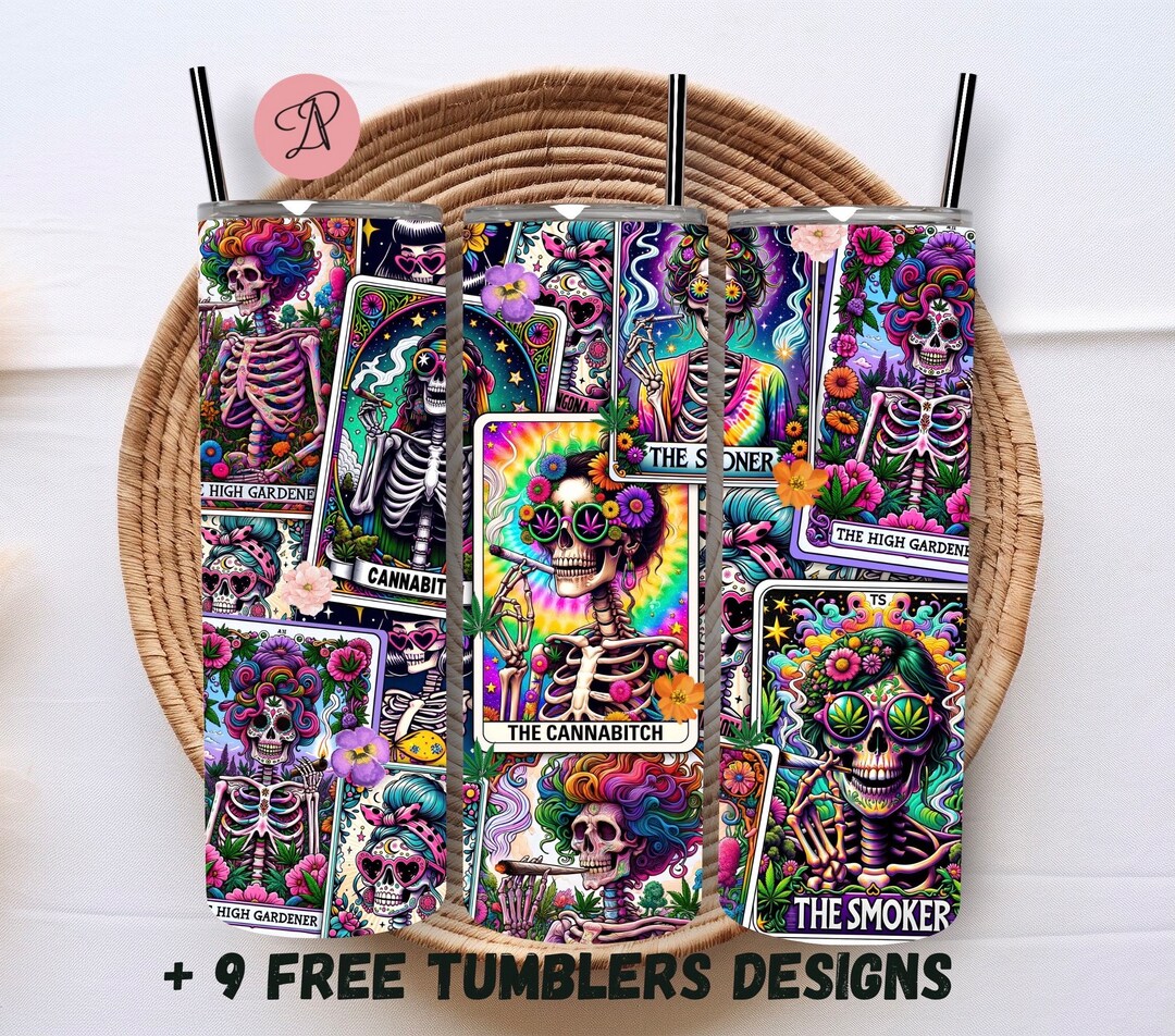 Cannabis Tarot Card Tumbler Wrap 20oz Weed Tumbler Designs, Sarcastic ...