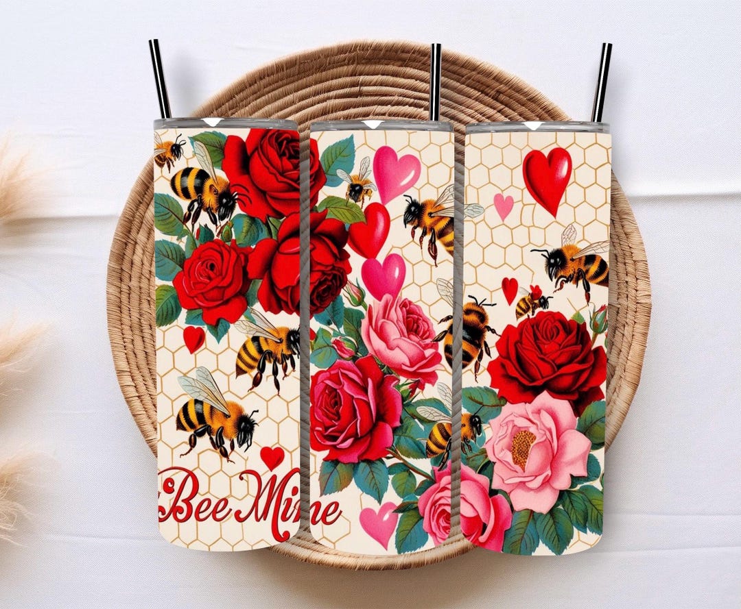 Bee Mine Bumblebee Hearts Valentines Day 20 Oz Skinny Tumbler ...