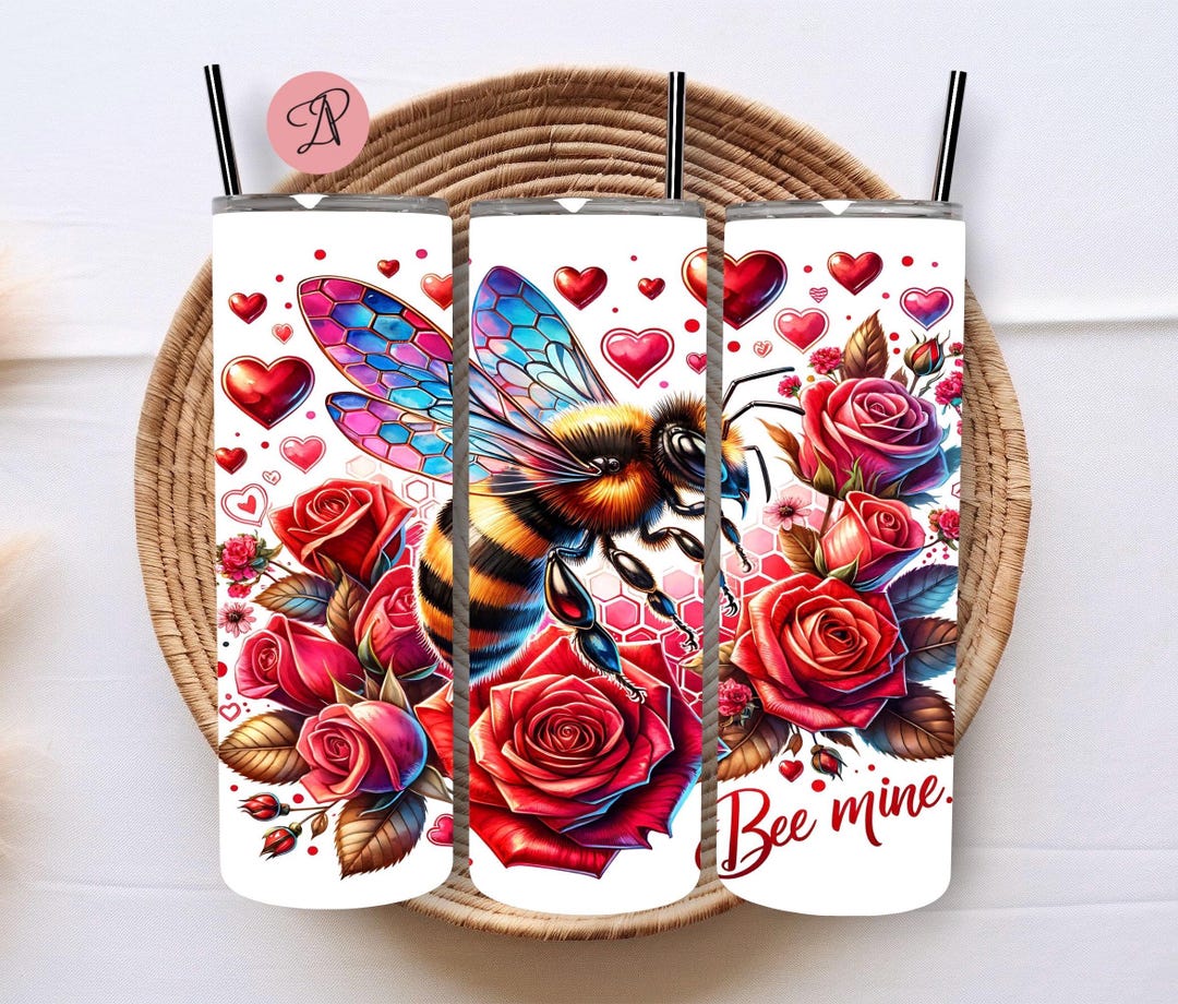 Bee Mine Bumblebee Hearts Valentines Day 20 Oz Skinny Tumbler ...