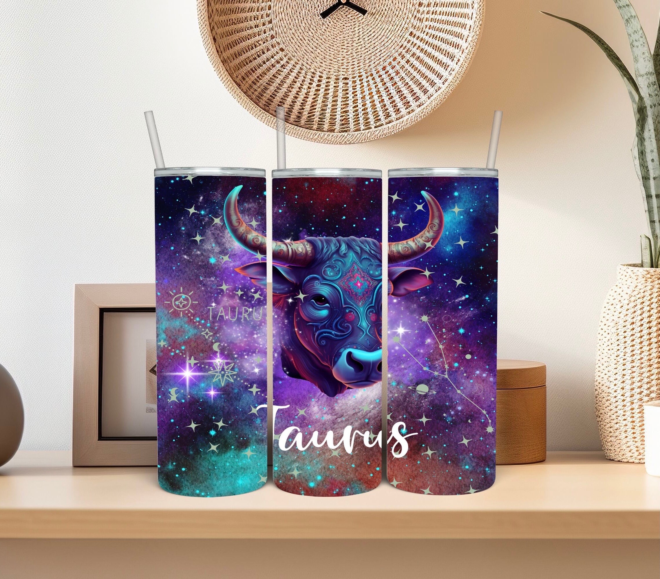Taurus Tumbler Wrap 20oz Celestial Galaxy Zodiac Sign Tumbler Png ...