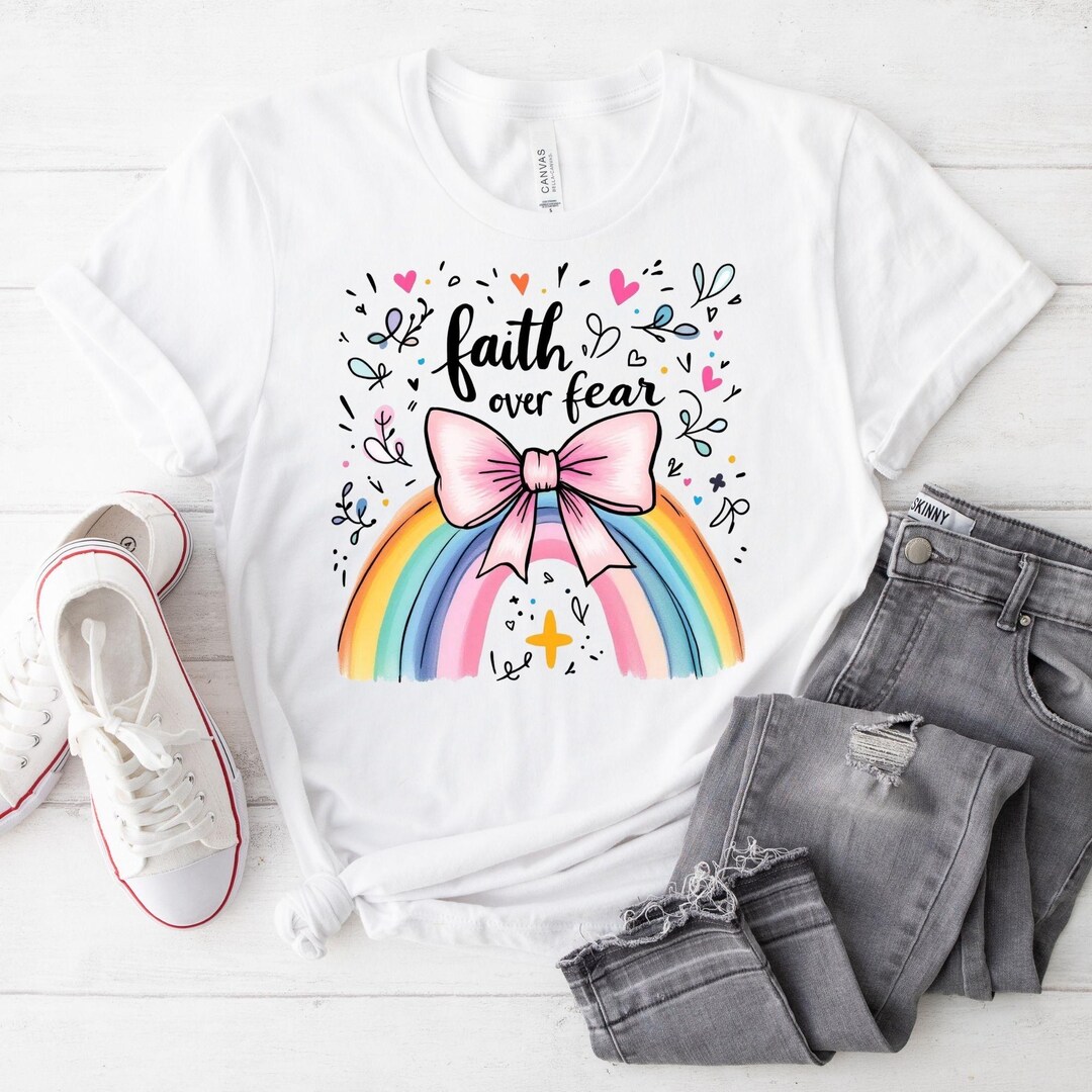 Faith Over Fear Pink Bow Png, Positive Affirmation PNG, Coquette ...