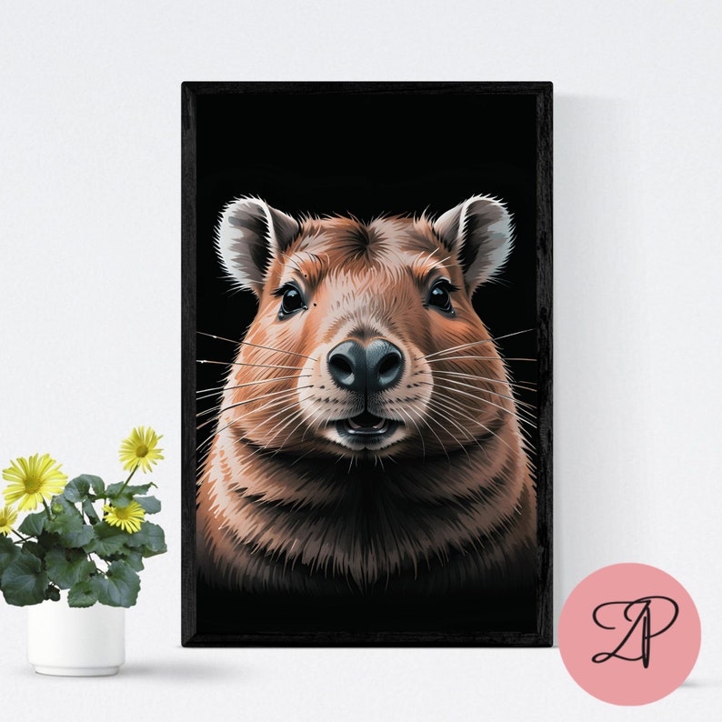 Capybara Vintage Wall Art, Capybara Printable, Capybara Drawing ...