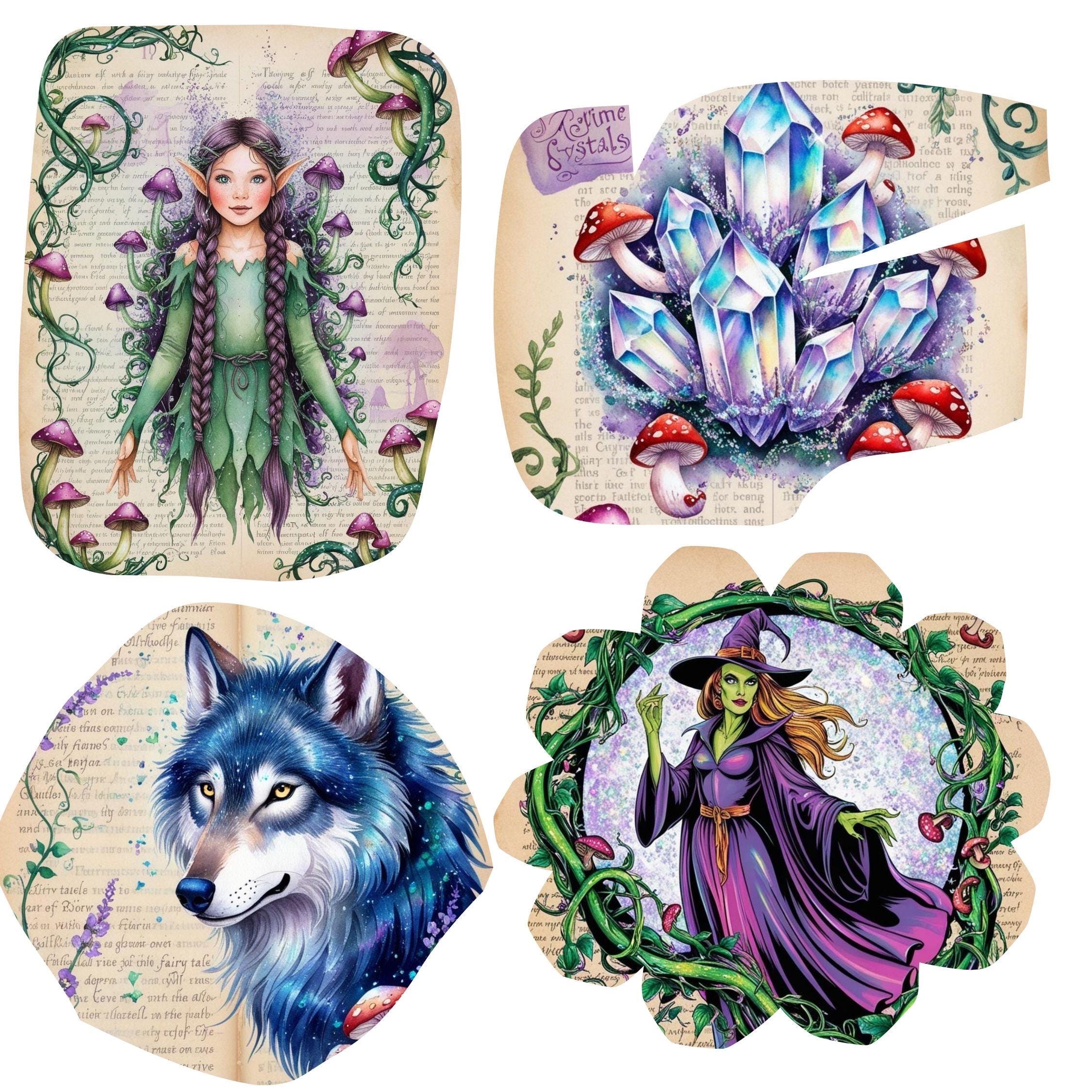 10+ Fantasy Junk Journal Pages Kit, Enchanted Forest Scrapbooking Paper ...