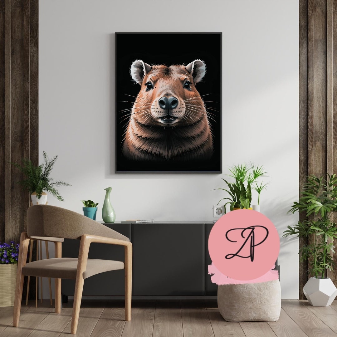 Capybara Vintage Wall Art, Capybara Printable, Capybara Drawing ...