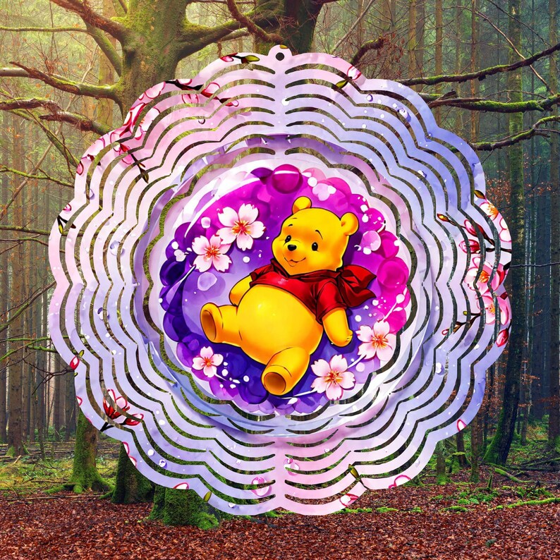 Winnie the Pooh Wind Spinner Sublimation Design Template, Round Hanging ...