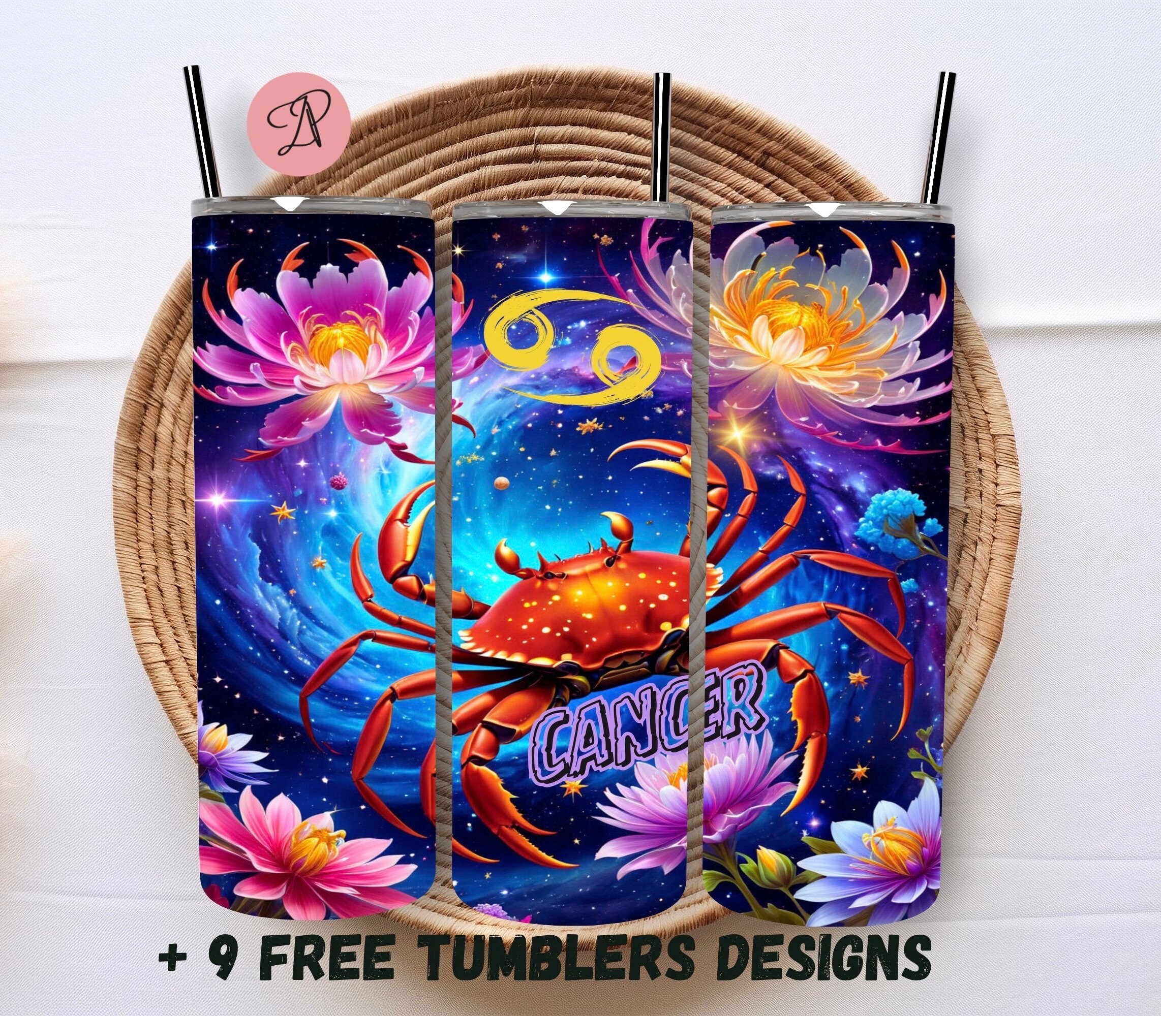 20oz Zodiac Tumbler Wrap, Cancer Star Sign Tumbler Design, Moon Sign ...