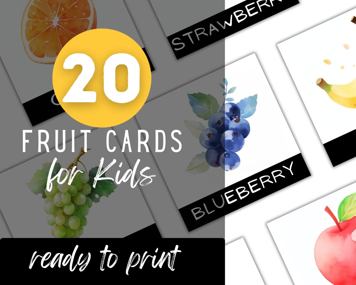 20 Fruit Flash Cards | Flashcards for Kids | Pre-school Cards ...