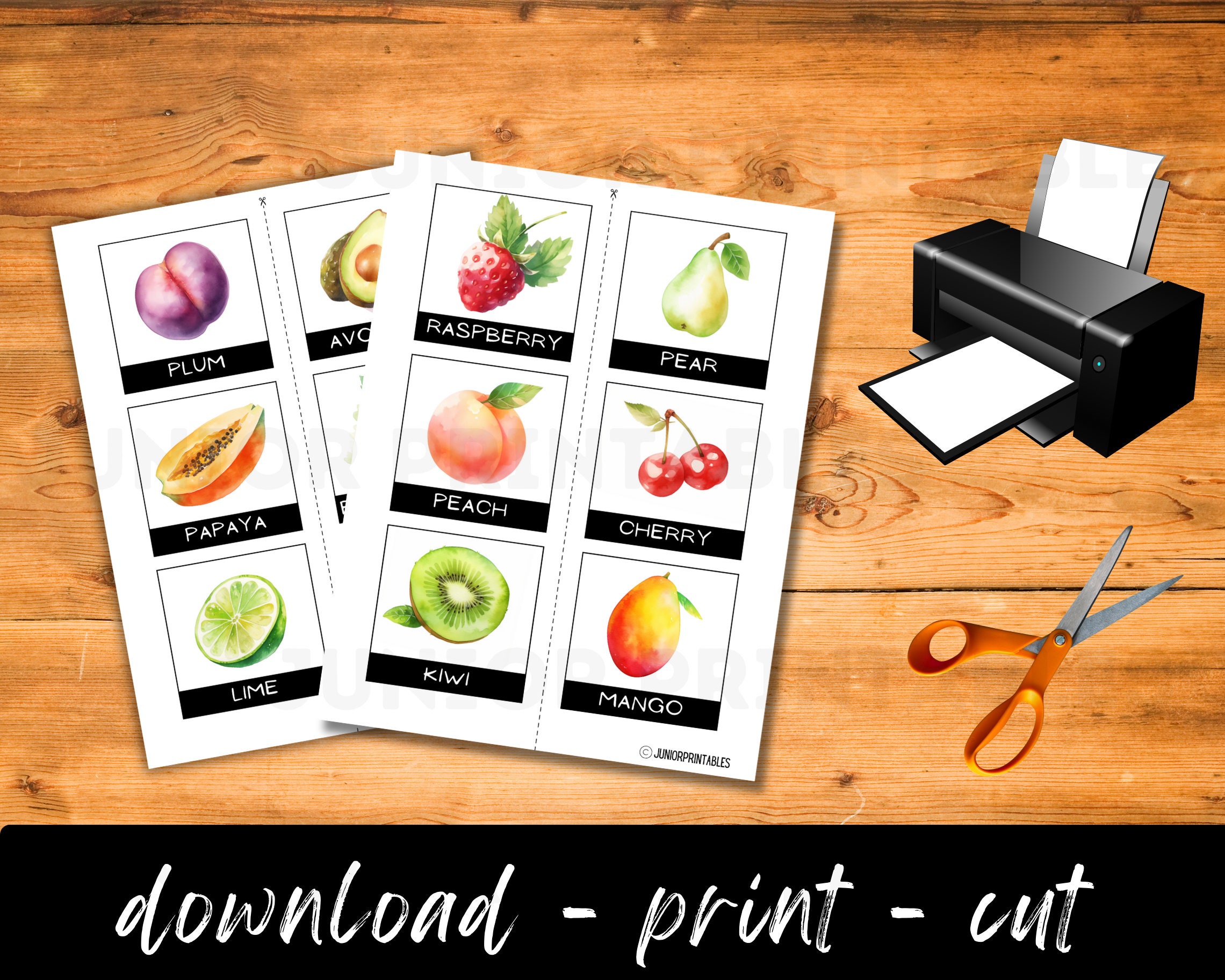 20 Fruit Flash Cards | Flashcards for Kids | Pre-school Cards ...