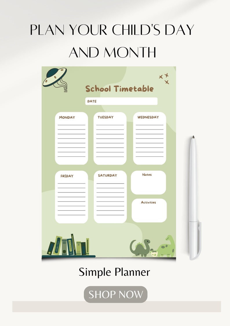 School Planner Kids Daily Journal Printable Kids Activity - Etsy