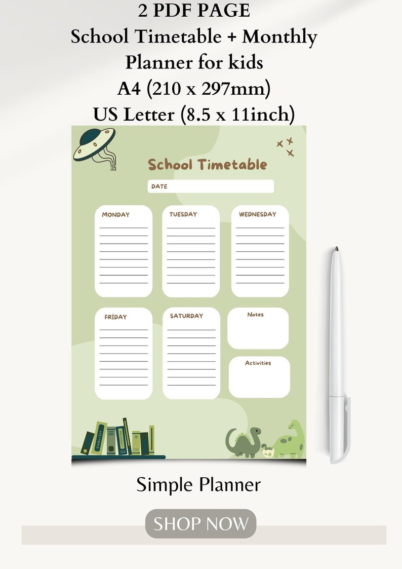 School Planner Kids Daily Journal Printable Kids Activity - Etsy