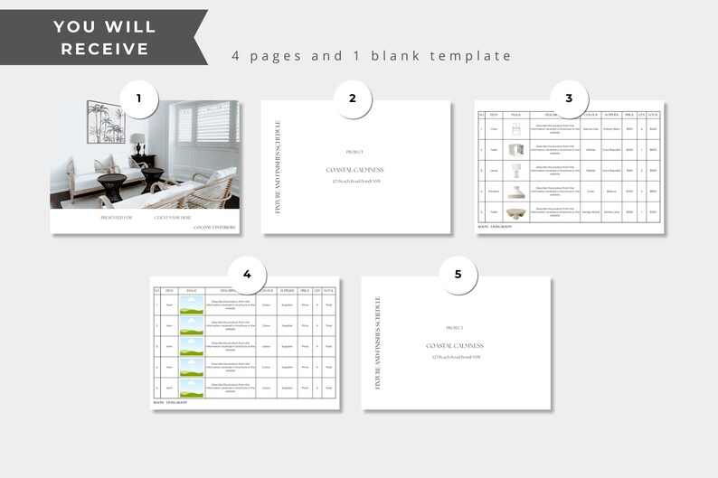 Finishes Schedule Template, Canva Template, FF&E Schedule, Interior ...