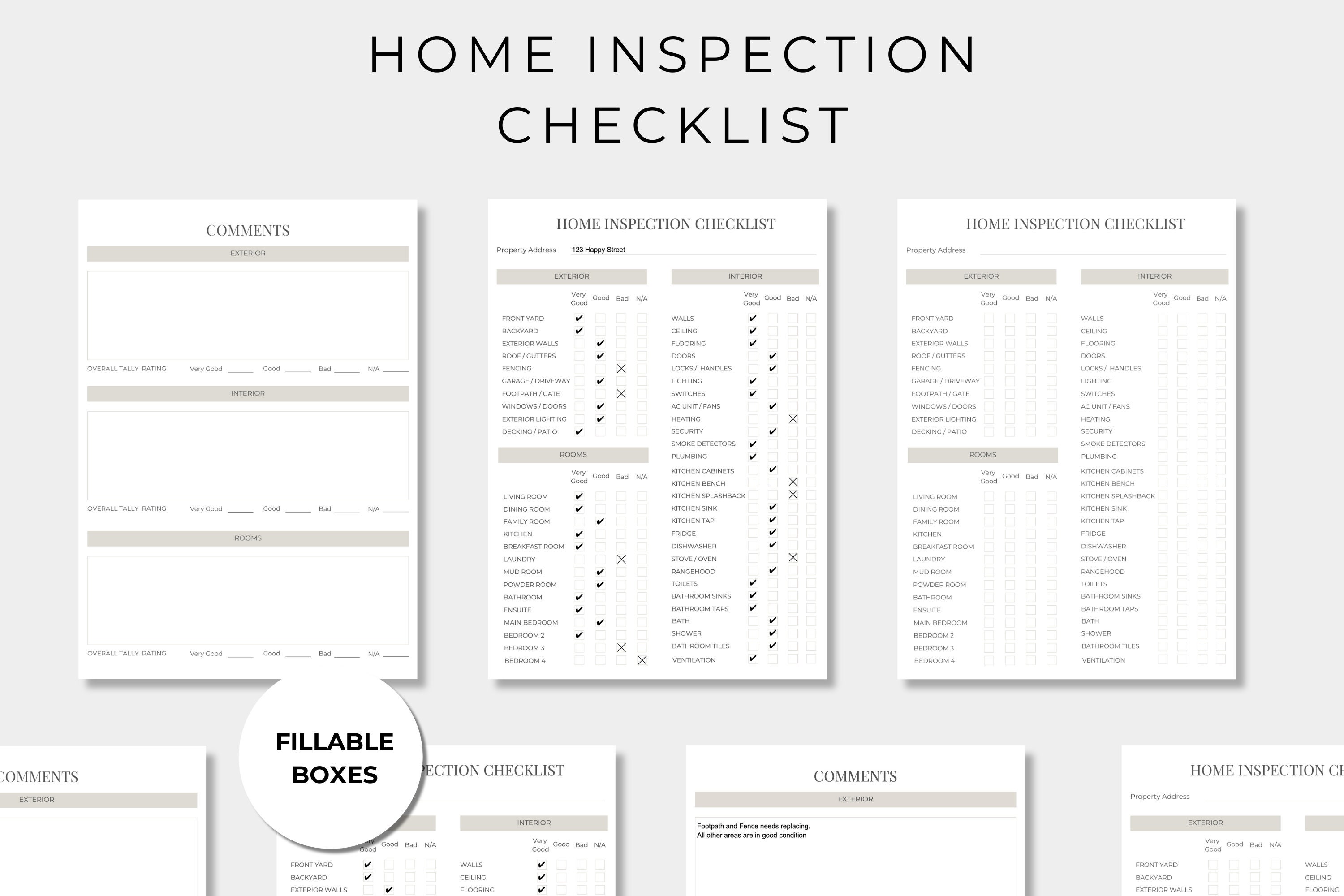 Home Inspection Checklist, Editable Checklist, House Inspection ...