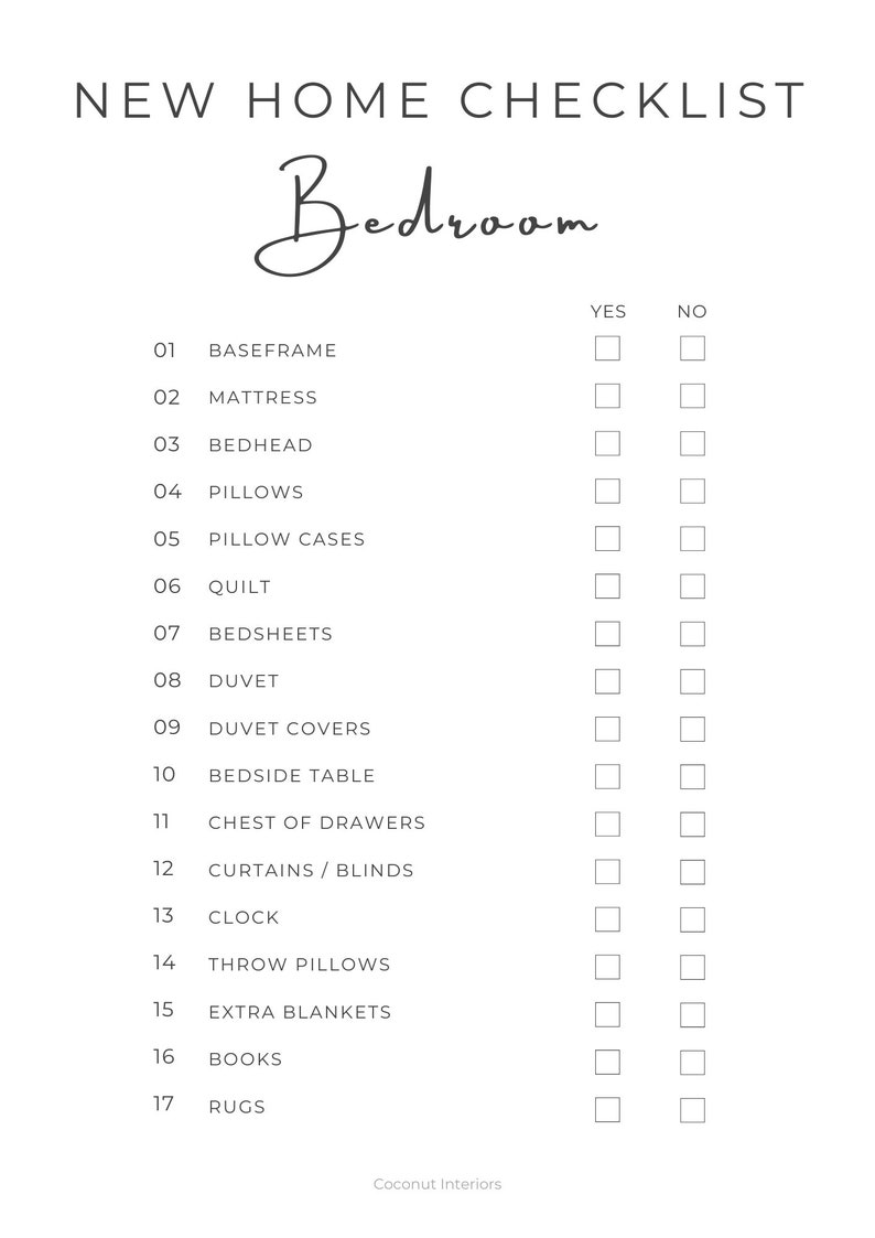 New Home Checklist, Editable Home Checklist, Home Shopping Checklist ...