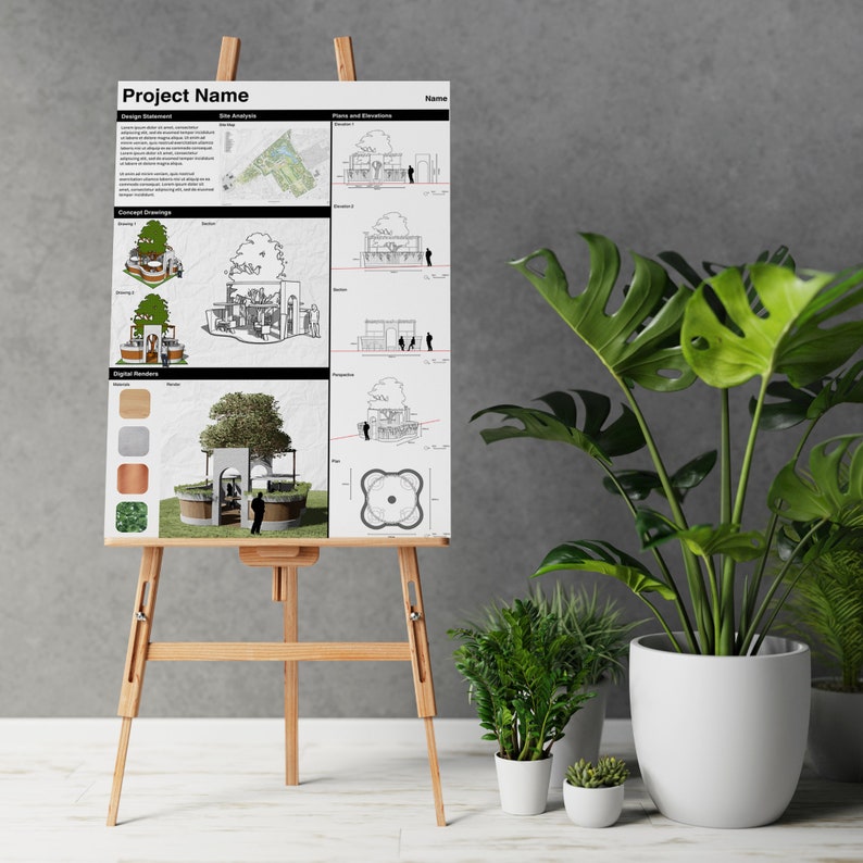 Architectural Presentation Boards, Drawing Boards, Canva Presentation ...