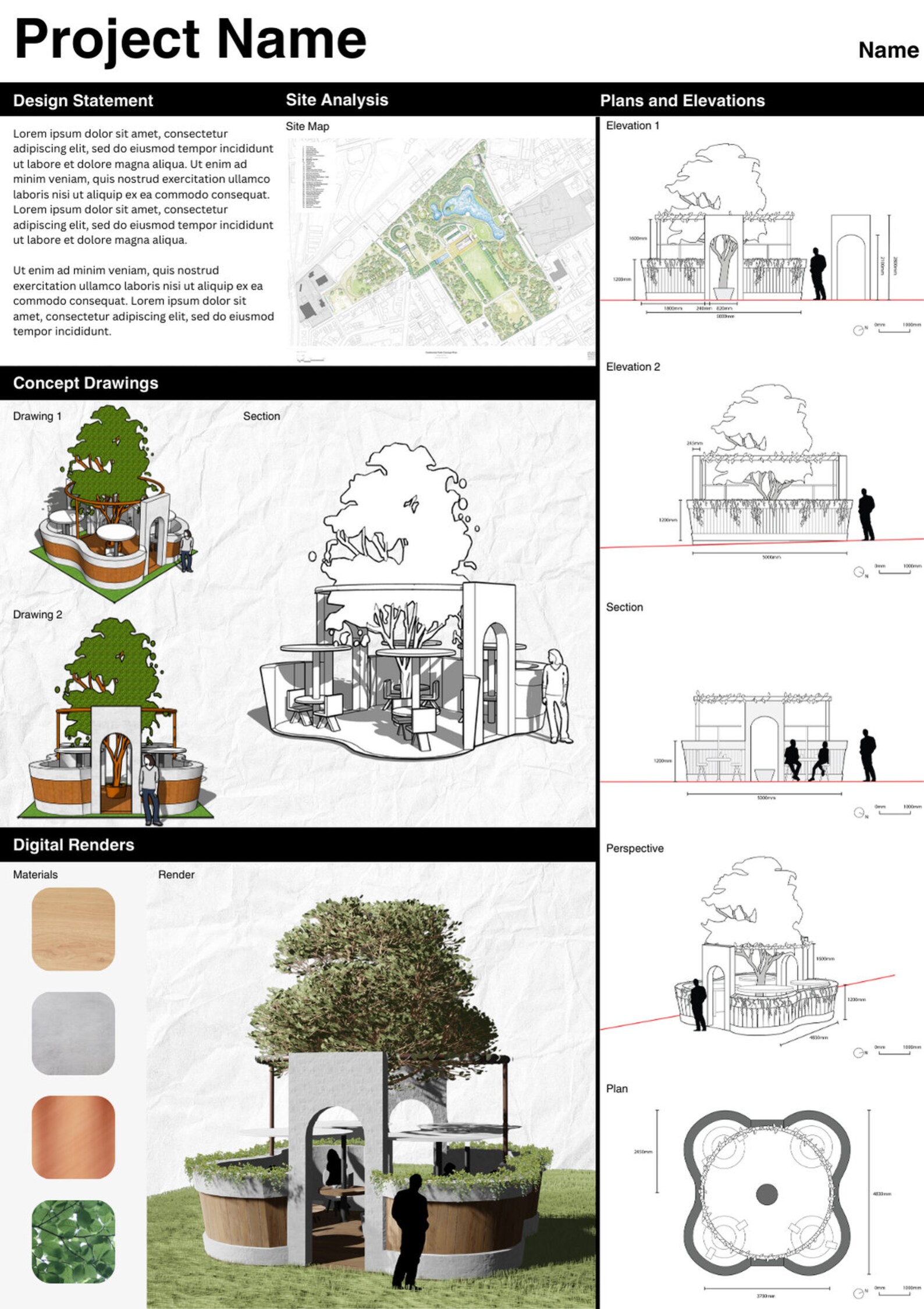 Architectural Presentation Boards, Drawing Boards, Canva Presentation ...