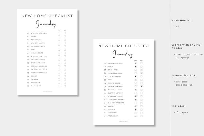 New Home Checklist, Editable Home Checklist, Home Shopping Checklist ...