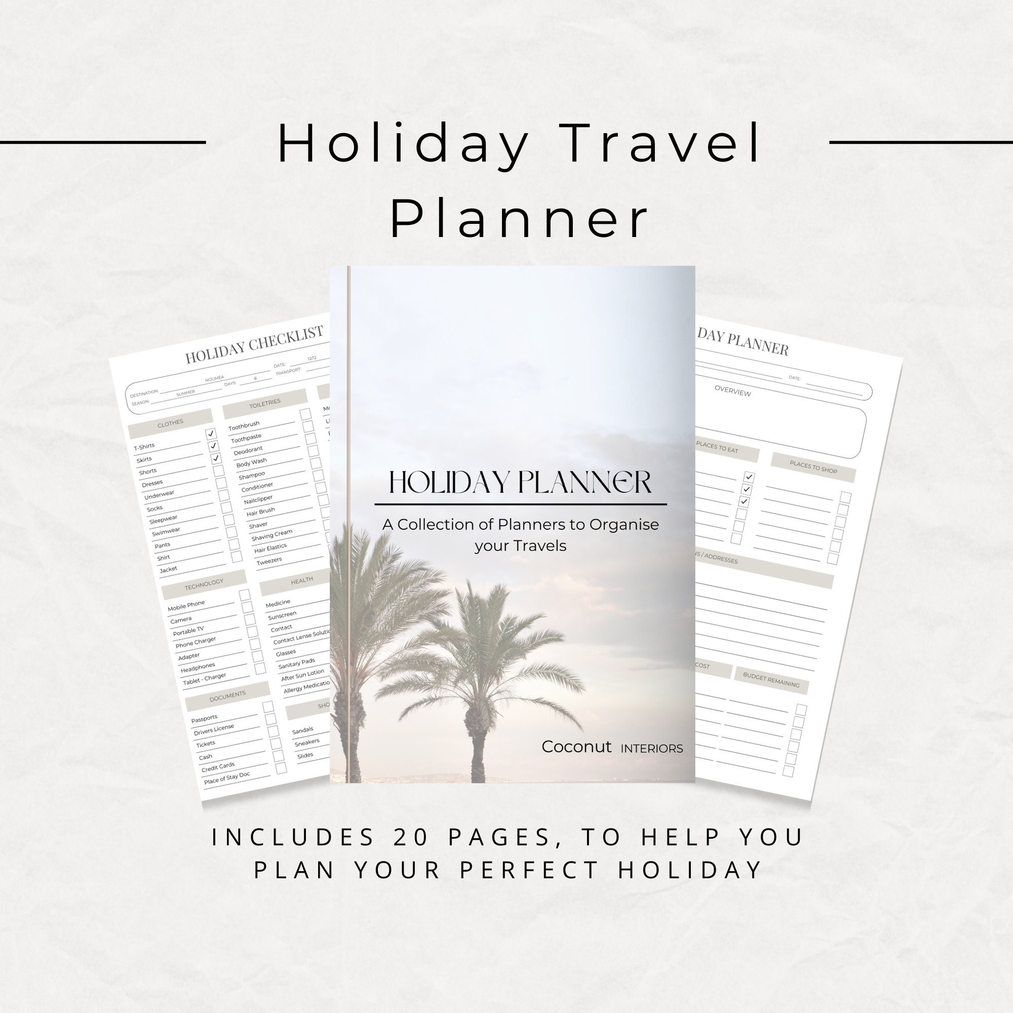 Editable Holiday Travel Planner, Printable Template, Vacation Organiser ...