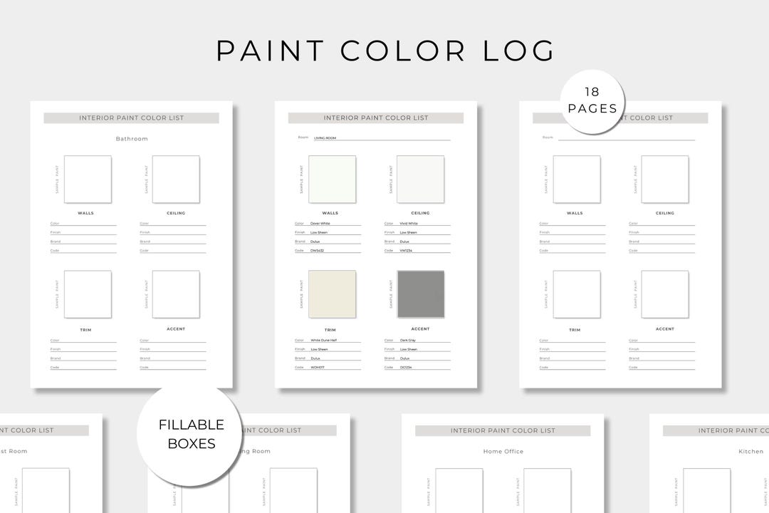 Paint Color Log, Household Paint Tracker, Paint Colour Tracker ...