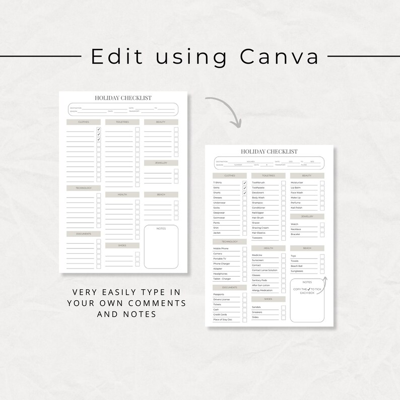 Editable Holiday Travel Planner, Printable Template, Vacation Organiser ...