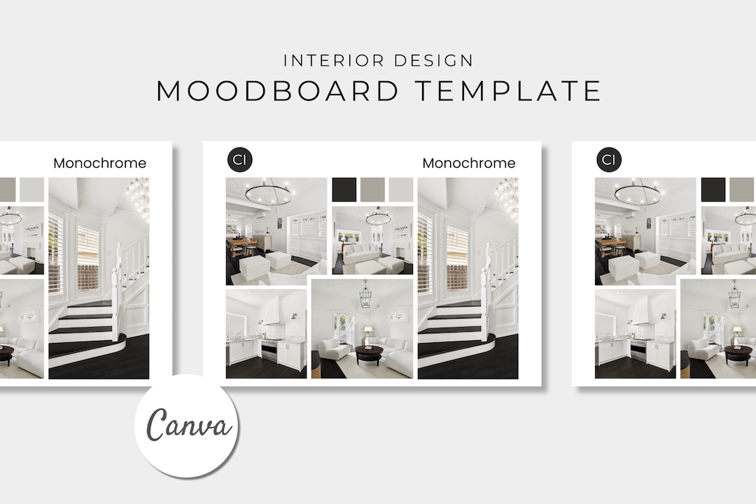 Interior Design Mood Board Template, Canva Template, Interior Mood ...