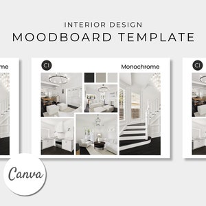 Interior Design Mood Board Template, Canva Template, Interior Mood ...