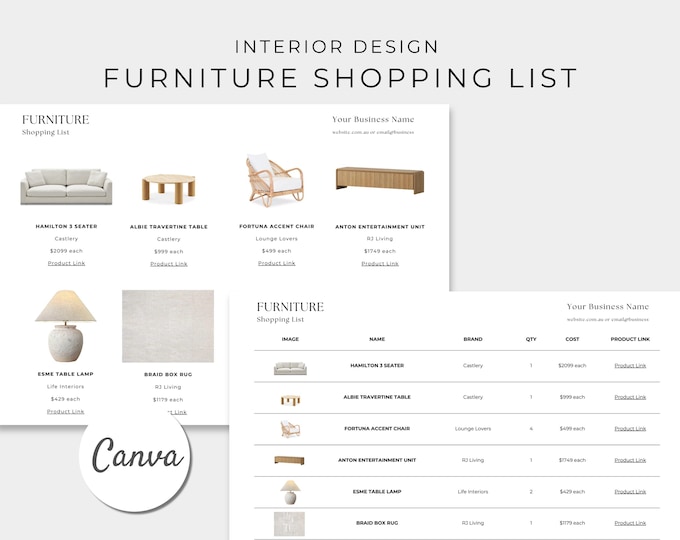 Interior Design FF&E Schedule Template | Furniture and Finishes ...
