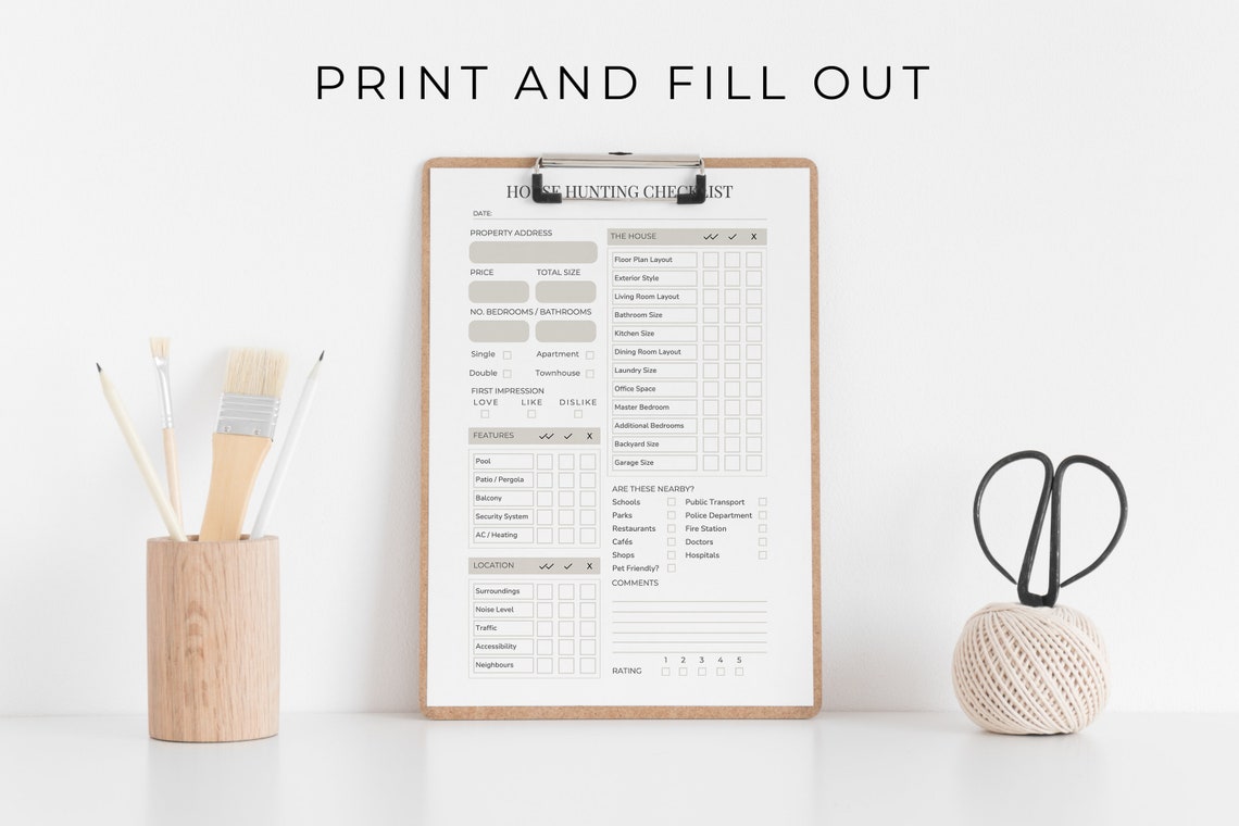 House Hunting Checklist, Editable Checklist, House Hunting Template ...