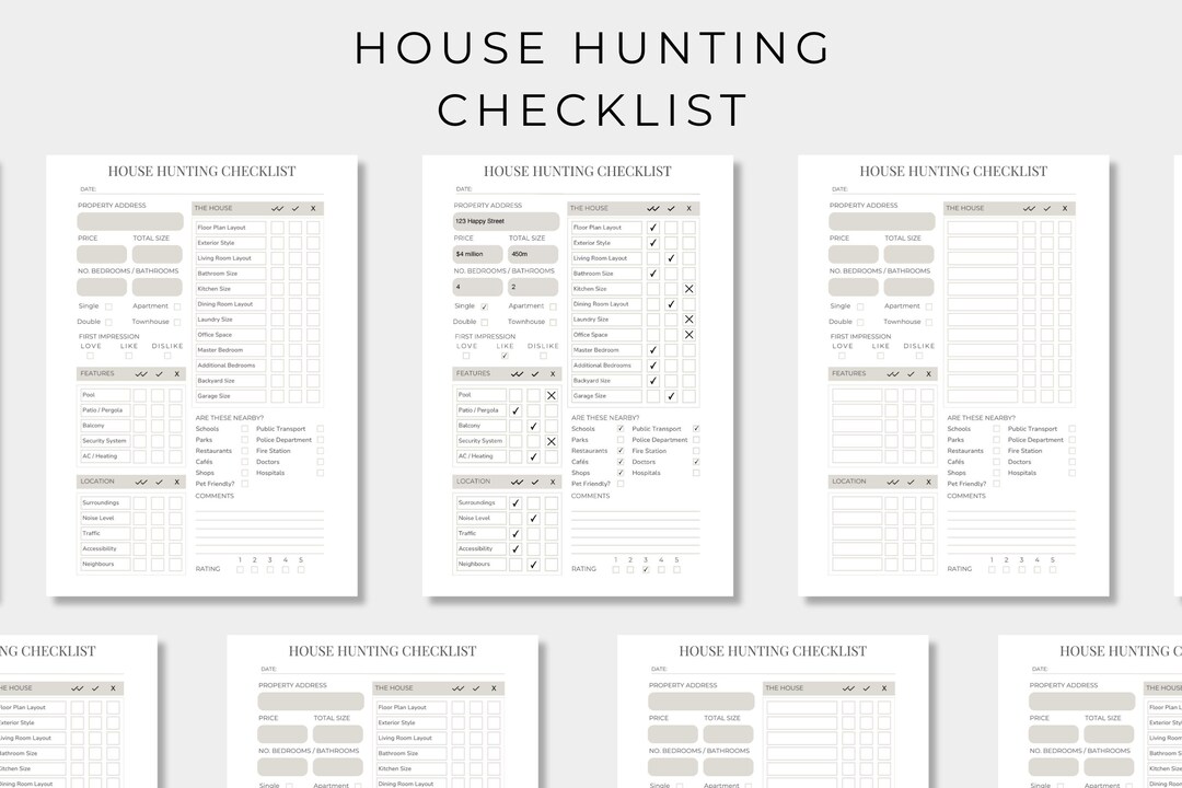 House Hunting Checklist, Editable Checklist, House Hunting Template ...