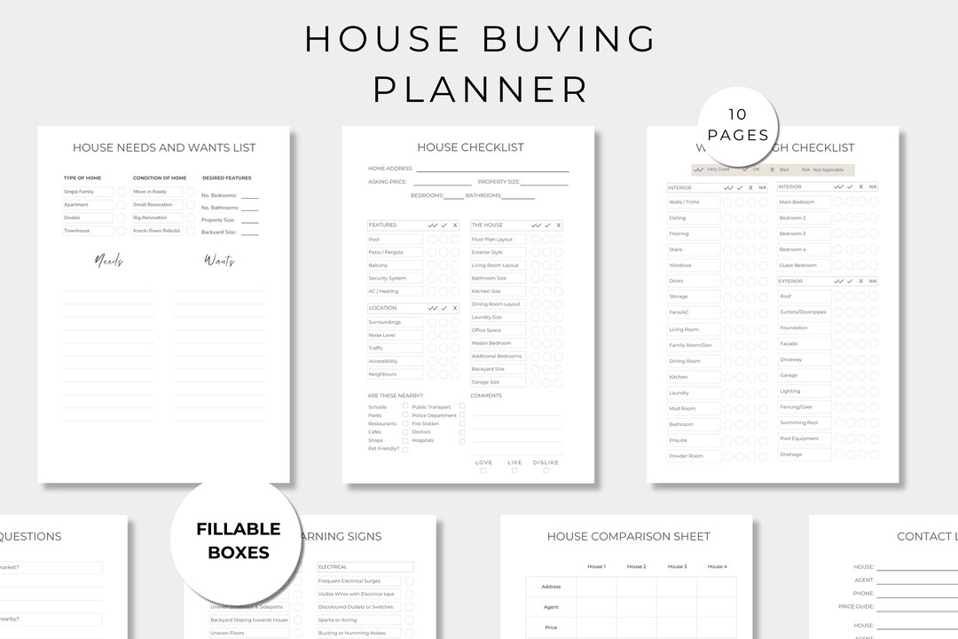 House Buying Planner, Home Purchasing Checklist, House Hunting ...